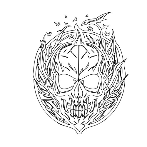 Skull halloween scary outline sketch Royalty Free Vector