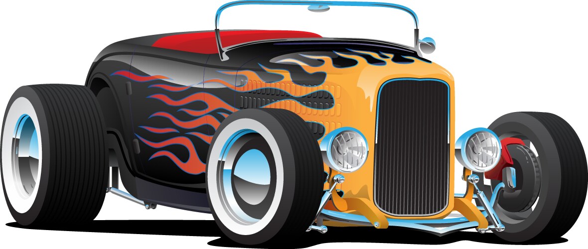 Classic red custom street rod with hotrod flames Vector Image