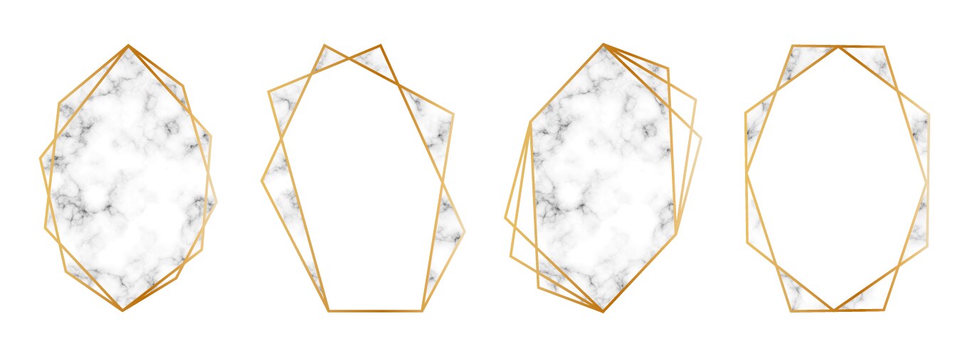 Gold geometric frames set golden Royalty Free Vector Image