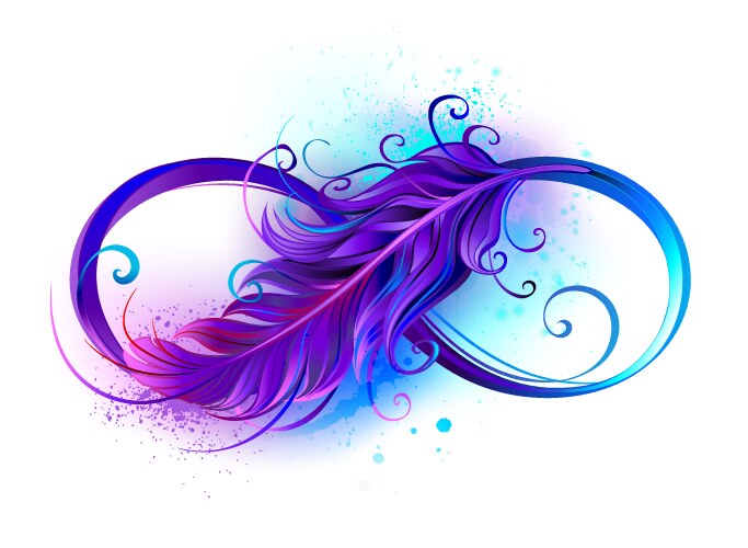 Infinity symbol with feather Royalty Free Vector Image