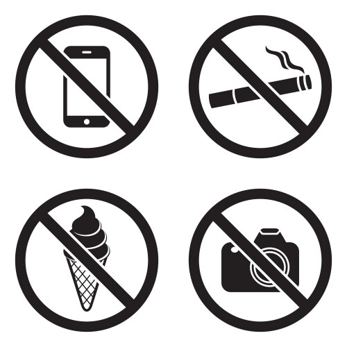Prohibited signs forbidden icons Royalty Free Vector Image