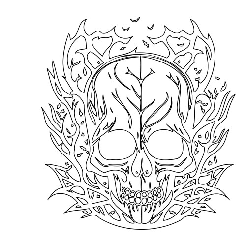 Skull halloween scary outline sketch Royalty Free Vector