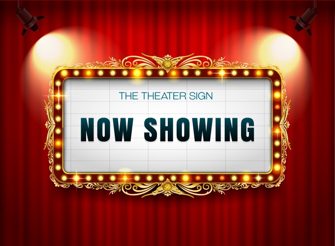 Theater sign movie premiere Royalty Free Vector Image