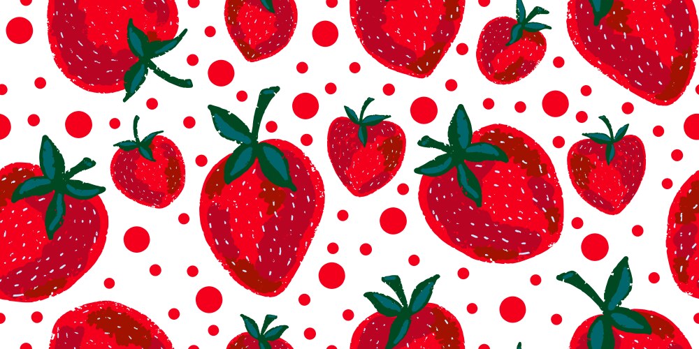 Texture of strawberries berry pattern cartoon Vector Image