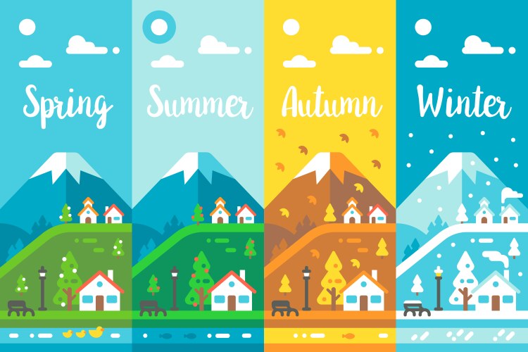 Emoji seasons icon set Royalty Free Vector Image