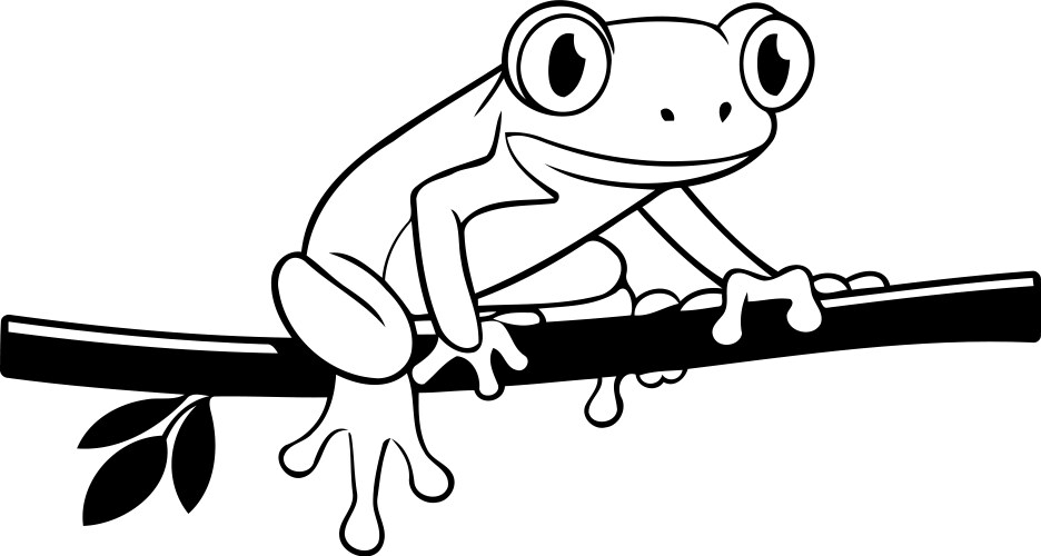 Frog on a tree branch in cartoon style Royalty Free Vector