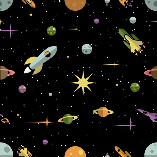 Seamless pattern of planets in open space Vector Image