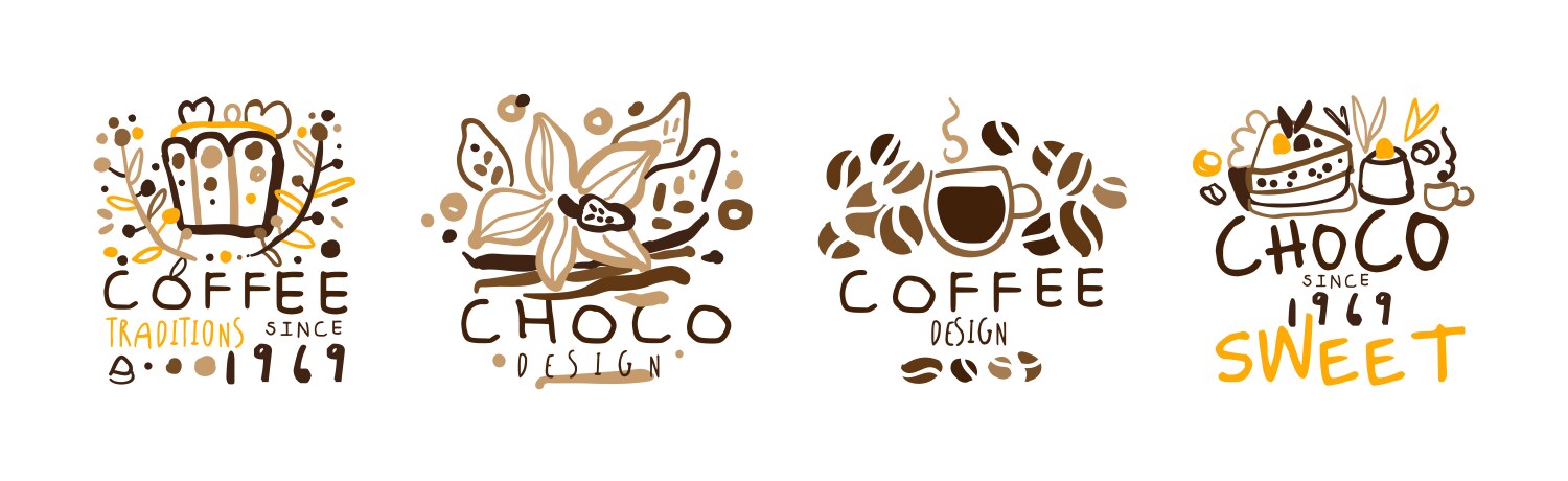 Chocolate and coffee original label logo Vector Image