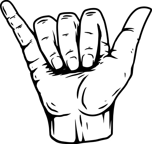 Shaka sign hang loose silhouette Royalty Free Vector Image