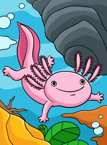 Axolotl cartoon colored animal Royalty Free Vector Image