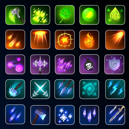 Fantasy game skill icons Royalty Free Vector Image