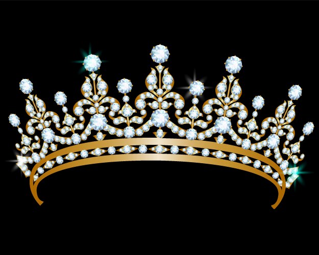 Feminine wedding diadem crown on black Royalty Free Vector
