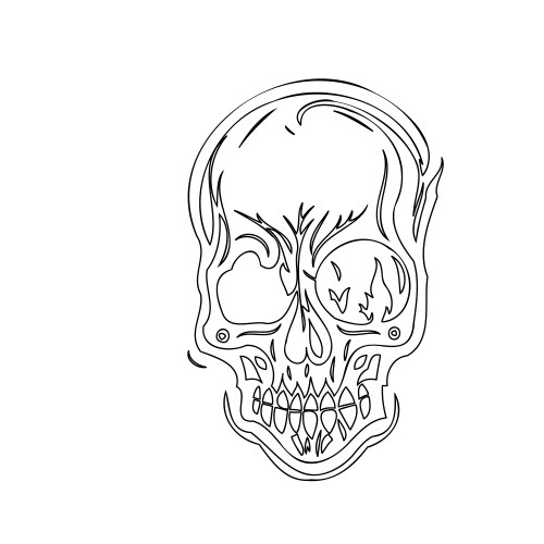 Skull halloween scary outline sketch Royalty Free Vector