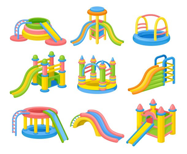 Tumbling trampolines inflatable castles Royalty Free Vector