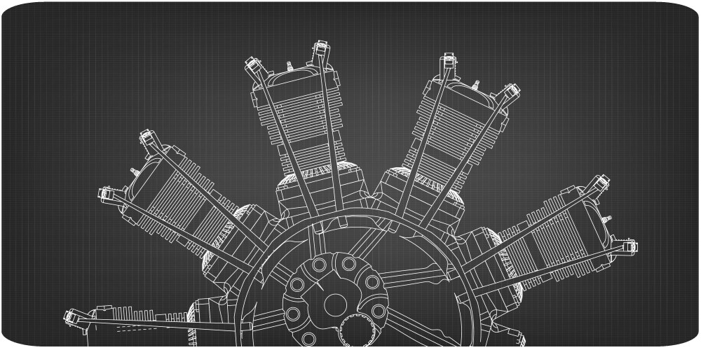 Radial engine blueprints Royalty Free Vector Image