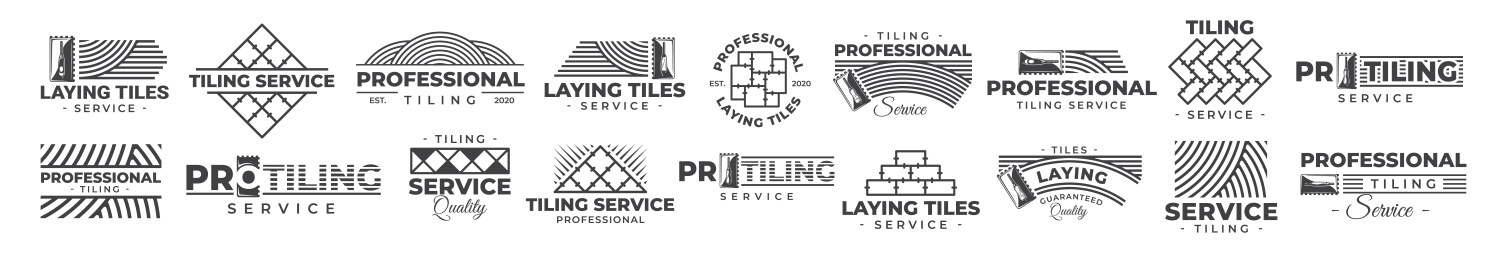 Laying tiles logo set isolated on white background
