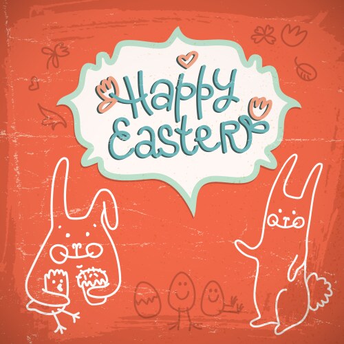 Happy easter typography bunny egg Royalty Free Vector Image