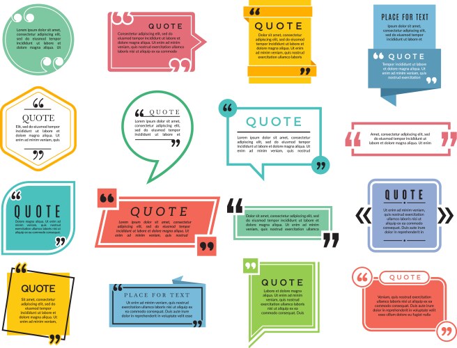 Text quotes box set texting quote sentence Vector Image