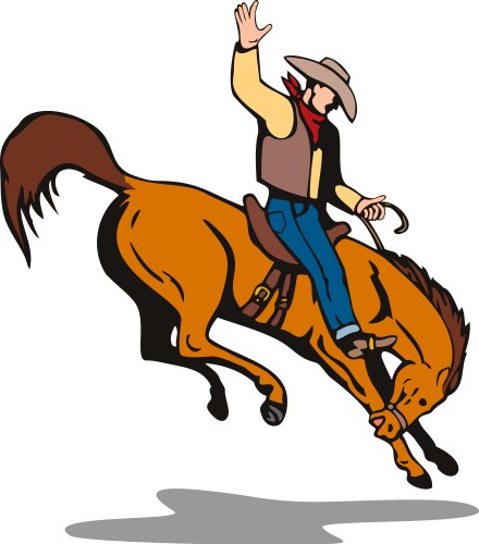Cartoon cowboy rider on the horse throwing lasso Vector Image