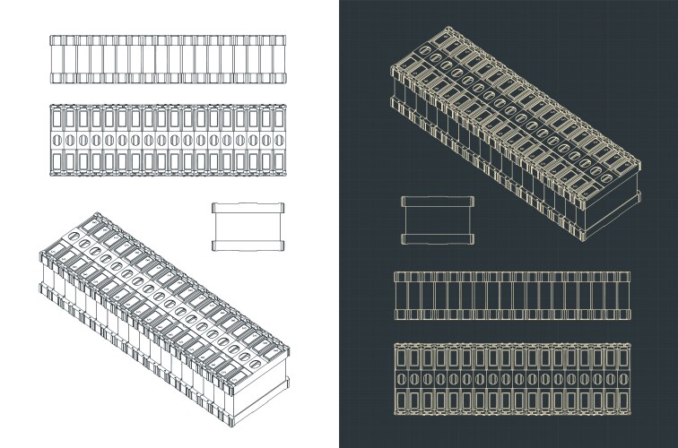 Battery module blueprint Royalty Free Vector Image