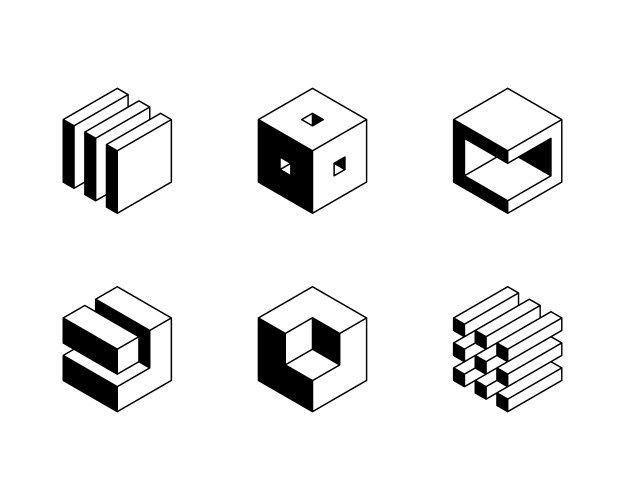 Cube logo geometric design black and white box Vector Image