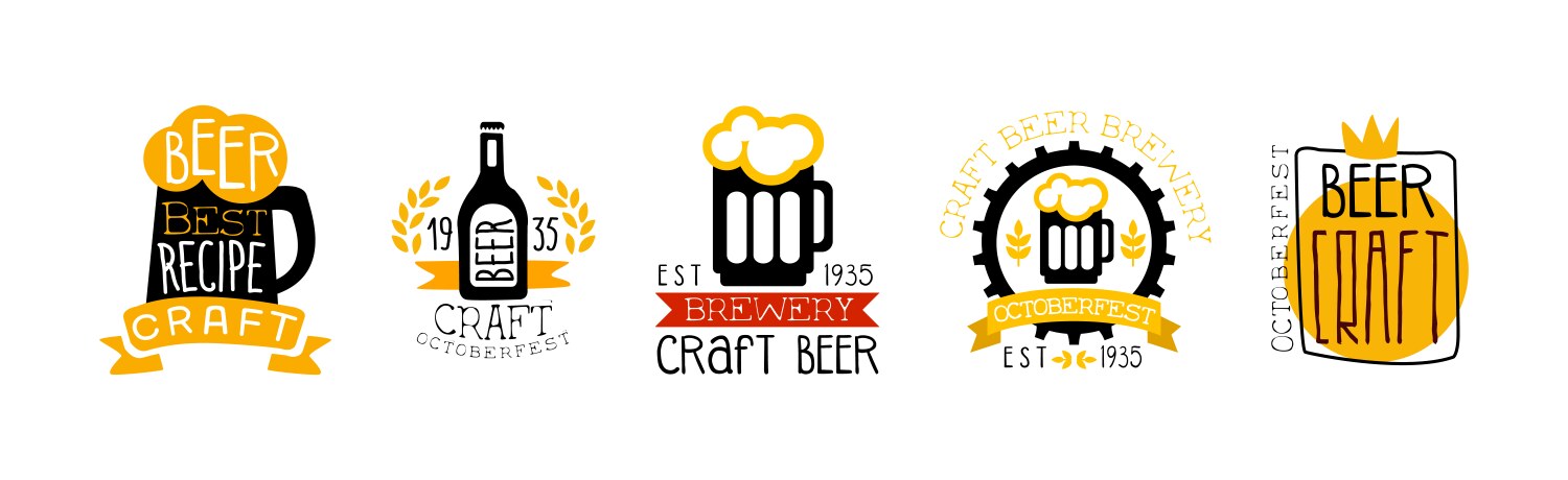 Craft beer brewery label design and emblem Vector Image
