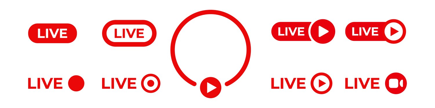 Red stream broadcast icon live logo online Vector Image