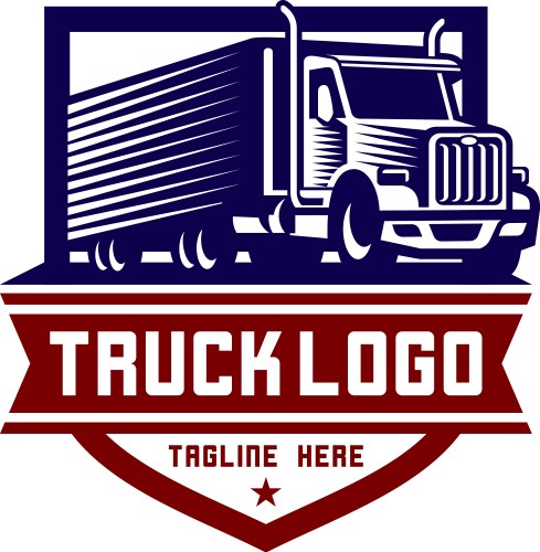 Red container truck logo design Royalty Free Vector Image