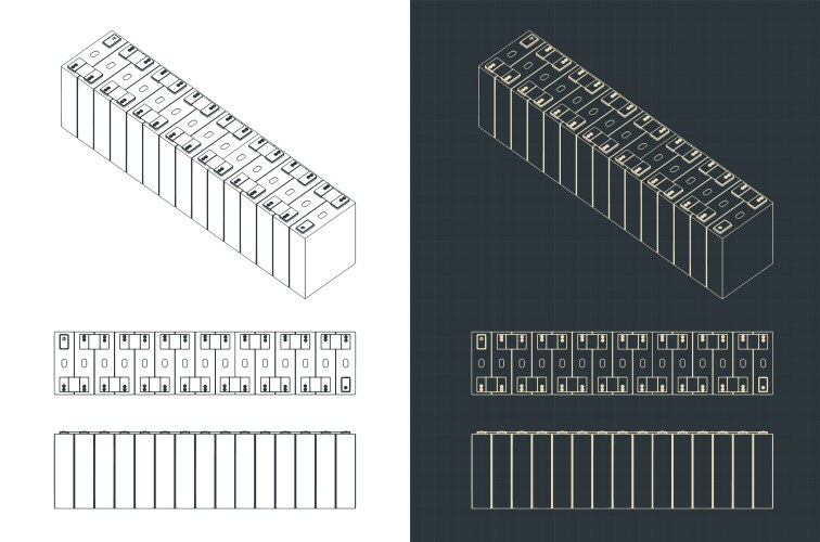 Battery module blueprint Royalty Free Vector Image