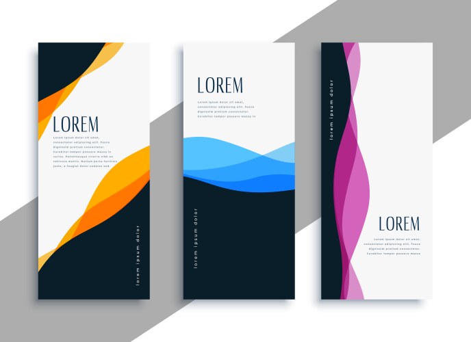 Set of wavy modern banners Royalty Free Vector Image