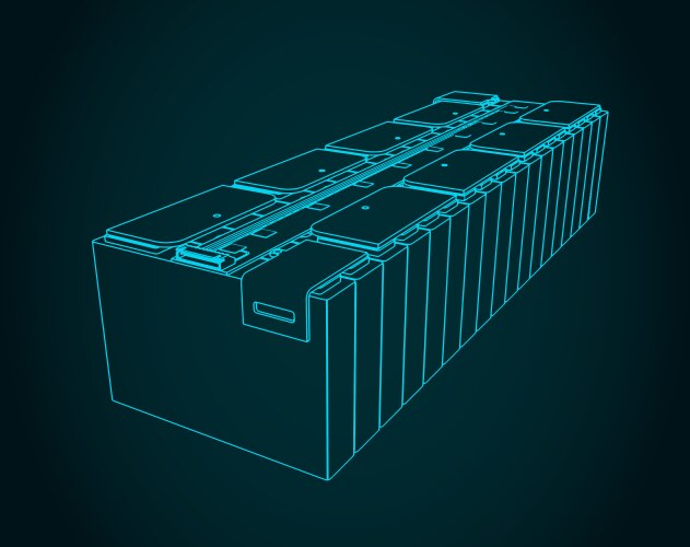 Battery module blueprint Royalty Free Vector Image