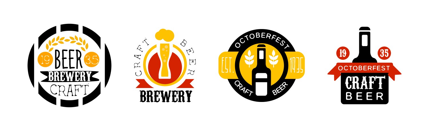 Craft beer brewery label design and emblem Vector Image