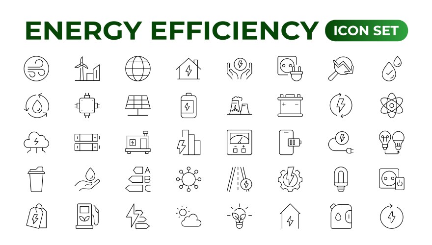 Energy efficiency icon set Royalty Free Vector Image