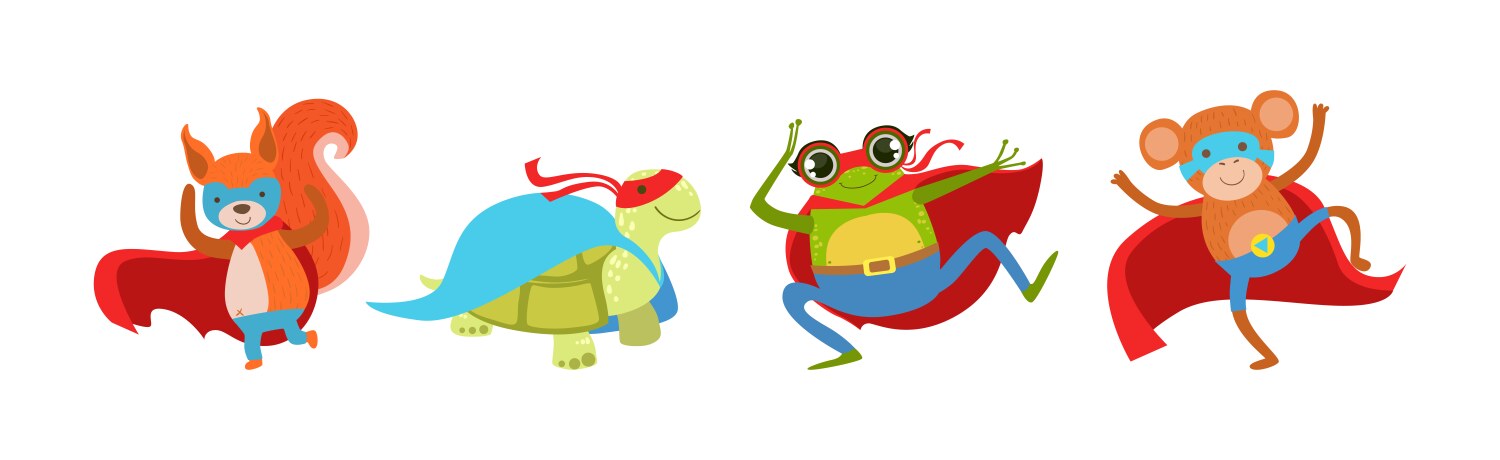 Animals dressed as superheroes with cape and mask Vector Image