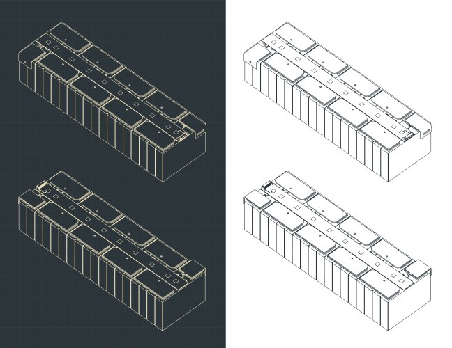 Battery module blueprint Royalty Free Vector Image