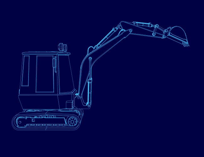 Blue drawing of a construction vehicle Royalty Free Vector