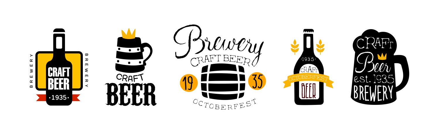 Craft beer brewery label design and emblem Vector Image