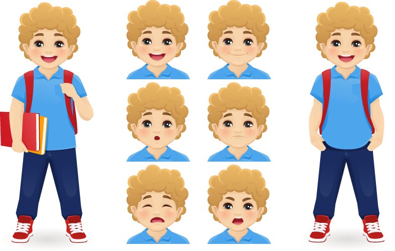 School boy emotions Royalty Free Vector Image - VectorStock