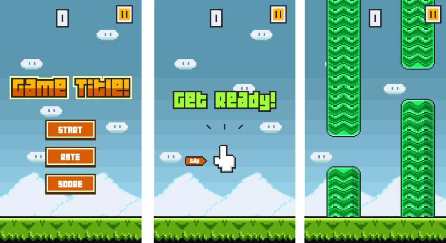 Retro 8 bit pixel art game surface patterns set Vector Image