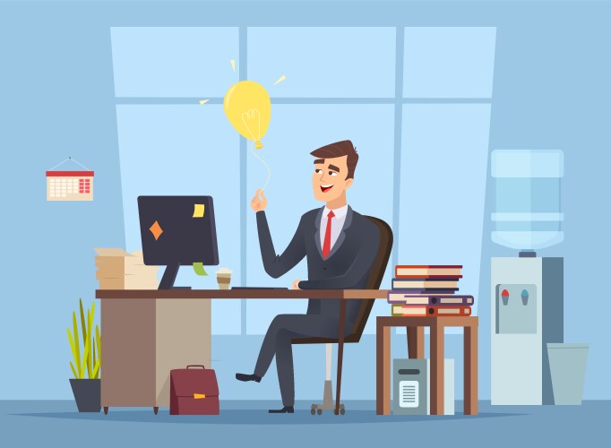 Smart man in tie doodle office worker portrait Vector Image