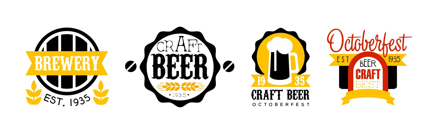 Craft beer brewery label design and emblem Vector Image