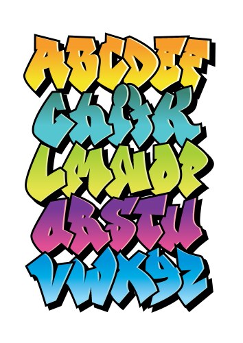 Bright cartoon comic graffiti font alphabet Vector Image