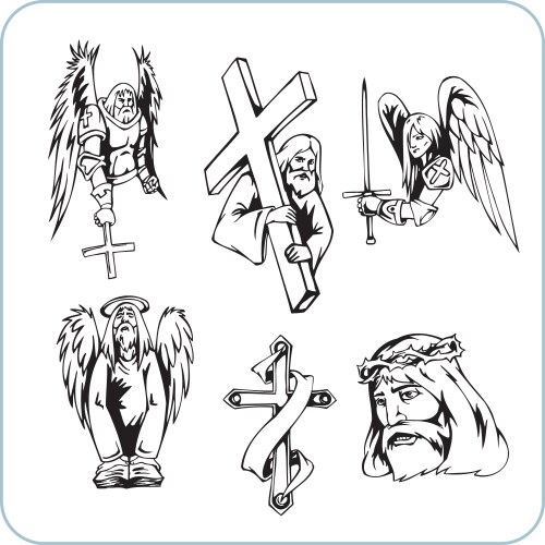 Seamless religious tattoo patterns Royalty Free Vector Image