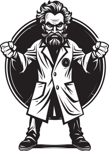 Furious genius commanding doctor emblem angry Vector Image