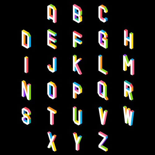 Colorful font and alphabet Royalty Free Vector Image