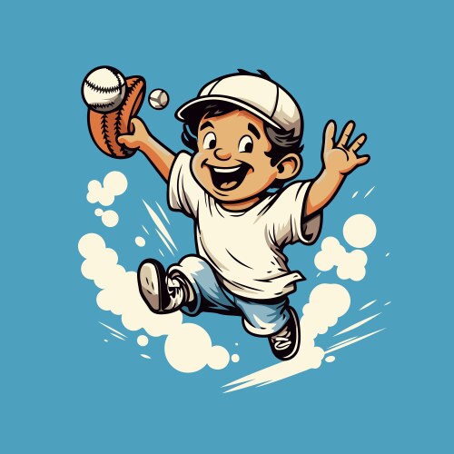 Cartoon baseball player running with ball Vector Image