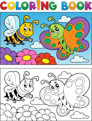 Coloring book bugs theme image 4 Royalty Free Vector Image