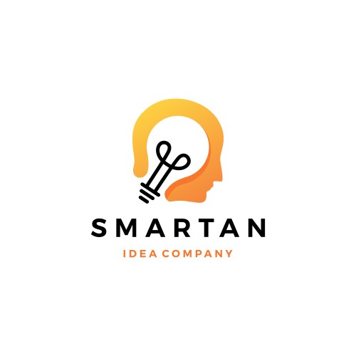 Smart human head think bulb leaf idea logo Vector Image
