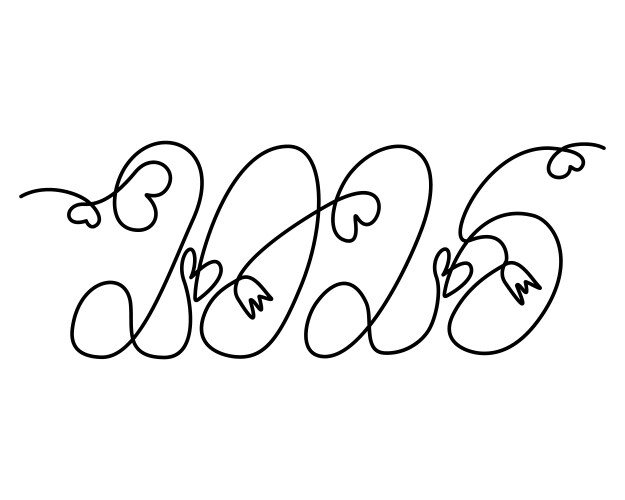 2025 hand drawn continuous line lettering Vector Image