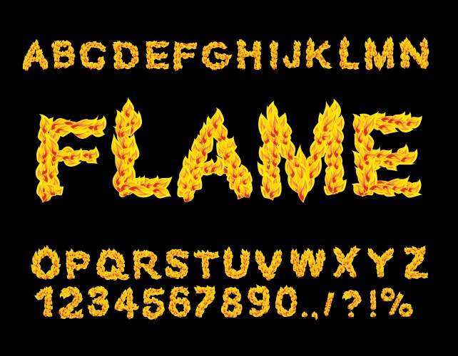 Fire font flame alphabet fiery letters burning abc